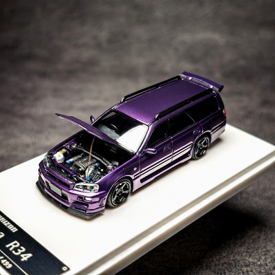 FH 1:64 日产尼桑 Stagea WC34 260RS(1代) R34瓦罐 合金汽车模型