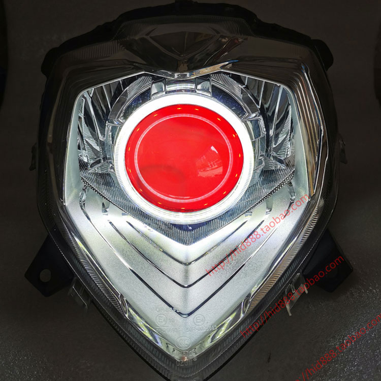 适用新宇VH125 HJ125T-20A钻大灯总成改装透镜天使恶魔眼氙气灯_虎窝淘