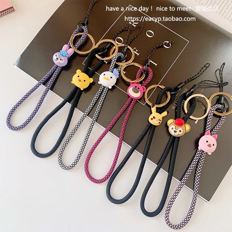 卡通手机挂绳可爱手腕挂件女款可调节手机链防摔防滑腕带便携吊绳_虎窝淘