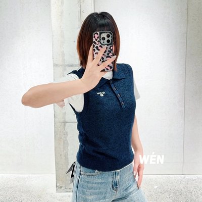 WEN买手店 AVVENN  2026新款休闲两件套T恤Polo马甲背心 藏青色