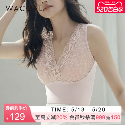 华歌尔薄款蕾丝V领美体背心式