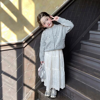女童秋季韩系针织开衫裙两件套