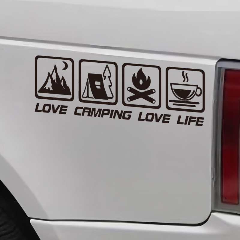 山 / 帐篷 / 篝火 / 咖啡露营车窗、SUV、房车、车门户外冒险装饰
