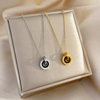 2025新款钛钢双环女锁骨链