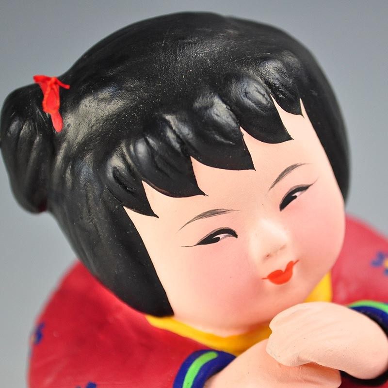 天津泥人张彩塑 梦娃 中国风特色手工艺礼品 P泥娃娃泥人装饰摆件