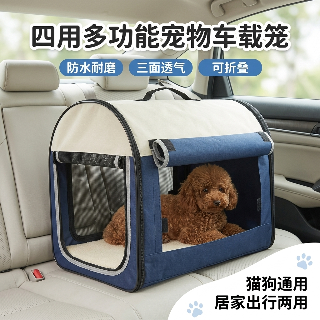 多功能宠物车载笼可折叠猫狗四季通用防水透气外出便携宠物帐篷