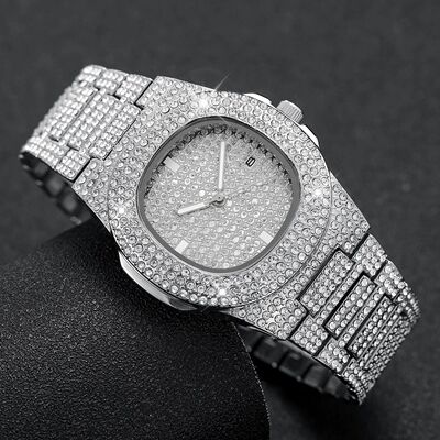 Luxury Full Diamond Men's Stainless Steel Watches Male Sport