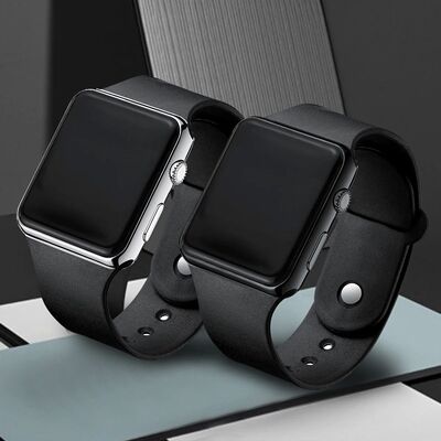 2Pcs/Set Fashion Couple Friends Sports Digital Watch Square