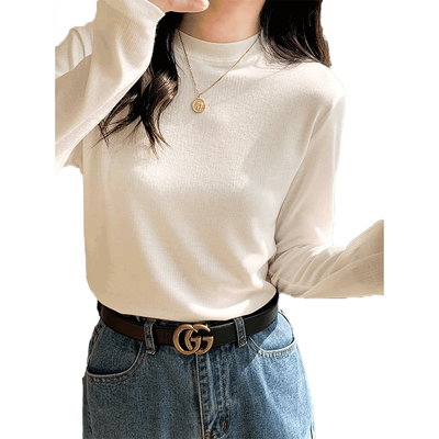 春秋款宽松纯棉内搭打底衫女