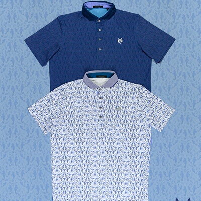 代购Greyson高尔夫短袖衫男子印花款Seawolf Polo