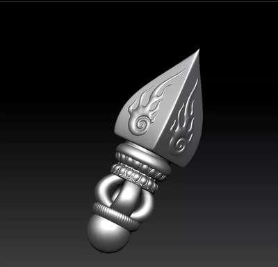 Stl火焰金刚杵圆雕图降魔杵精雕图金刚橛三维立体图3d雕刻图纸