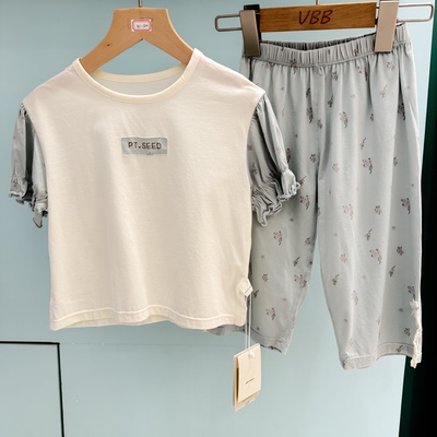 女童夏款插肩短袖家居服套装