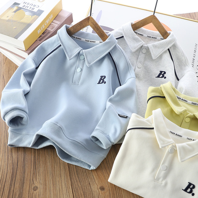 春季新款男童时尚翻领polo衫卫衣