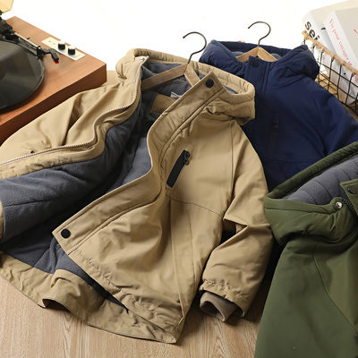 男童加绒外套夹棉棉衣