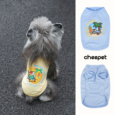 趣派cheepet｜夏季新款狗狗宠物衣服 夏日度假印花圆领无袖背心