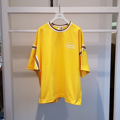 亏本回馈~韩国TOMBOY织带字母印花休闲宽松BF风棒球衫圆领短袖T恤