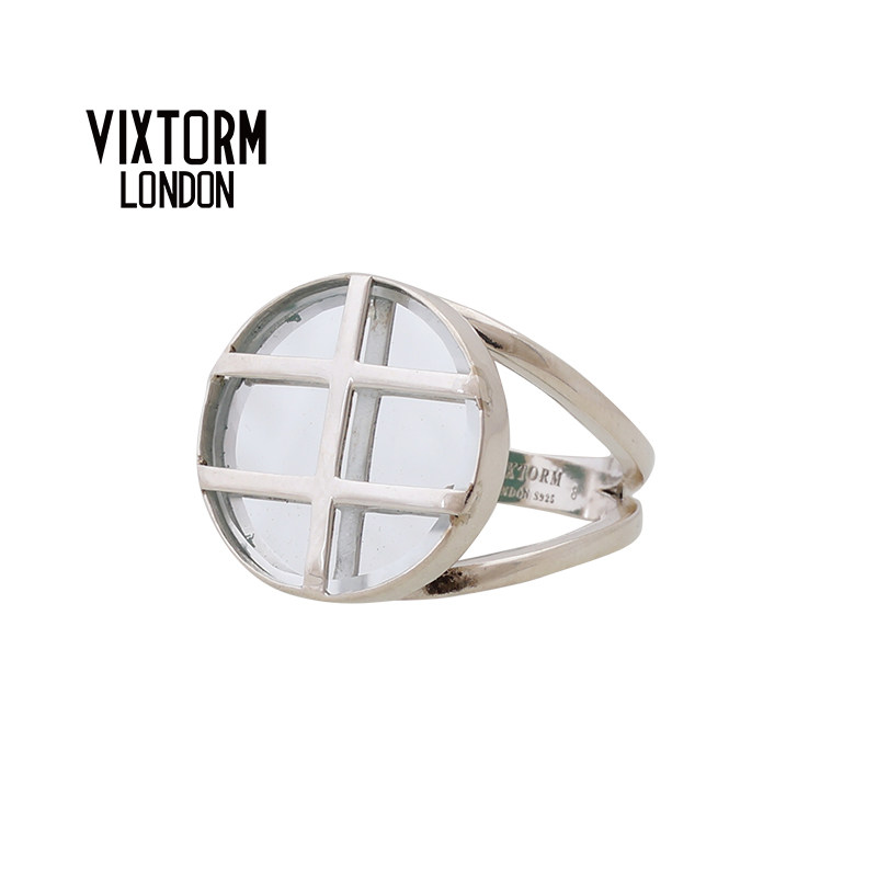 哈桑手工镜面指环框嵌英国VIXTORM哥特教堂窗花中性风S925银戒指_虎窝淘