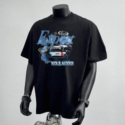 重磅纯棉潮牌个性T恤痞帅潮流印花男款夏季圆领宽松百搭短袖1