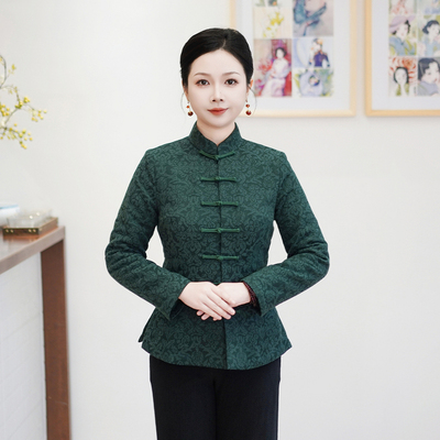 筠雅冬季新款加厚保暖唐装上衣旗袍年轻款棉衣棉服中式女装24J456