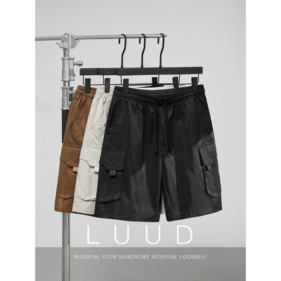 LUUD 男士防泼溅速干透气工装短裤多功能大口袋户外露营登山中裤