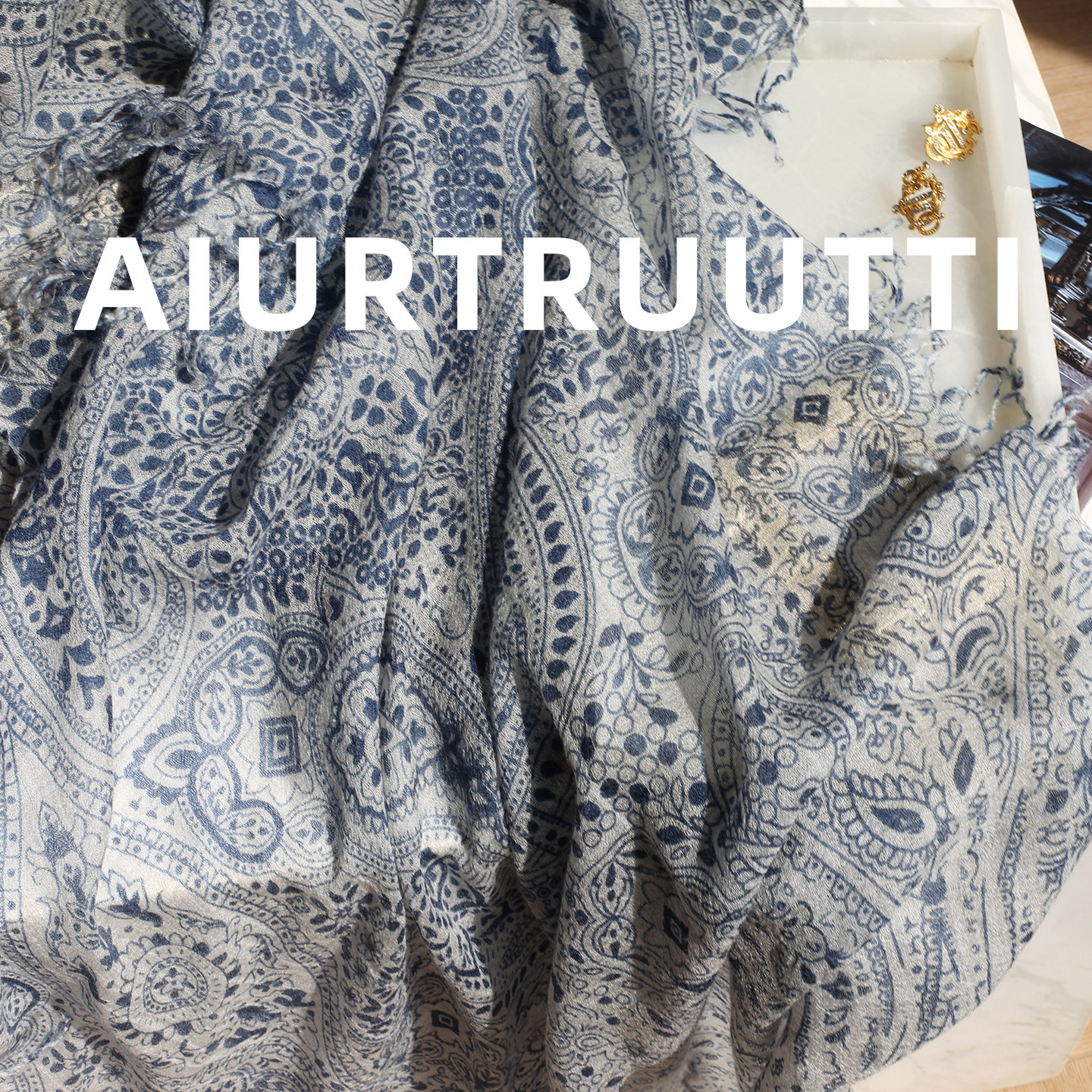 AiurtRuutti意式复古设计高审美纯羊绒围巾 轻薄外搭防晒披肩空调