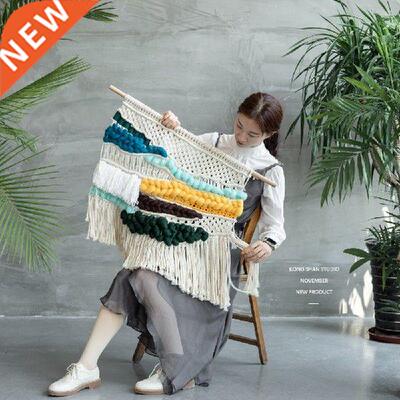 Contrasting Color Tapestry Pastoral Hand Woven Crocheted