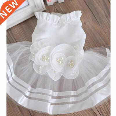 Luxury Pearl Flower Design Dog Dress White Wedding Dresses