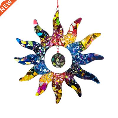 Rainbow Sun Suncatcher Stained Glass Window Hanging Light