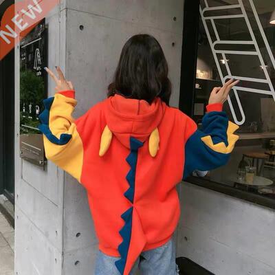 Dinosaur cartoon oversized hoodie women Fashion Women Sweats