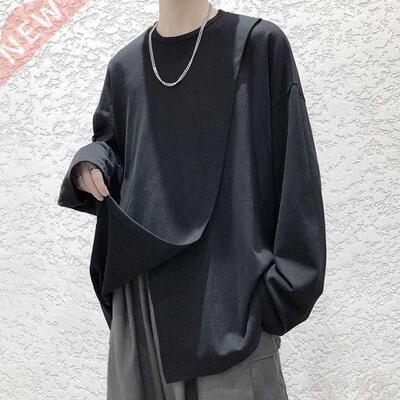 Side Slit Men O Neck Long Sleeve Sweatshirts 2022 Autumn Spr