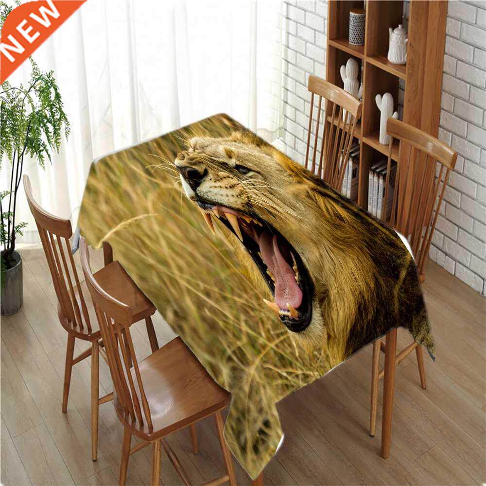 Custom Tablecloth Lion Biggest Cat in Africa Animal in