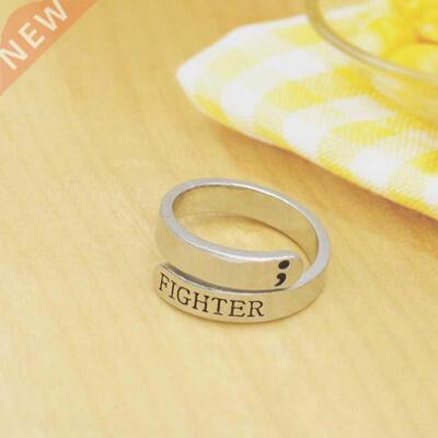 Fashion Semicolon Ring Jewelry Mental Health Awareness Figh