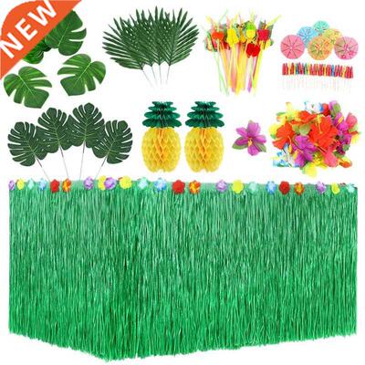 107 Pcs Tropicl Prty Decortion Set with Hwiin Tble Sk