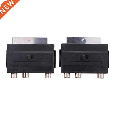 2 Pieces 21Pin SCART Male Plug to Composite 3RCA S-Video AV