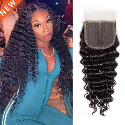 Deep Wave Lace Closure With Baby Hair Peruvian T Part Remy H