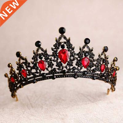 KMVEXO Baroque Retro Black Bridal Crystal Tiaras Crowns Prin