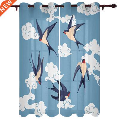Chinese Style Auspicious Clouds Swallow Window Curtains