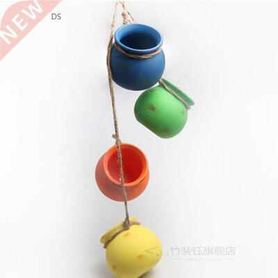 4Pcs Dangling Desert Color Ceramic Pots Kit Wall Ceiling Mou