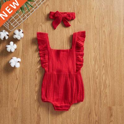 Summer Newborn nfant Baby Grls Romper + Headband Musln Sl