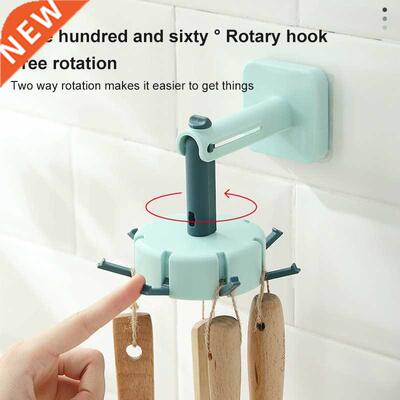 360 Rotating Kitchen Hooks Self Adhesive Home Wall Door Hook