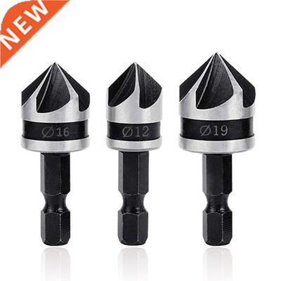 3pcs Countersnk Drll Bts 5 Flute 90 Degree 12mm 16mm 19mm