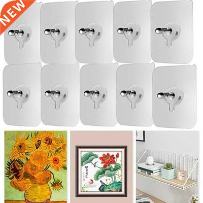 10pcs Invisible Non-Marking Screw Stickers Hooks Punch-Free
