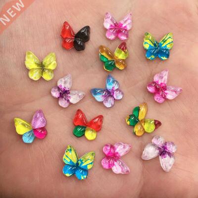 New 80pcs mix resin 10mm Colorful butterflies Flat back rhin