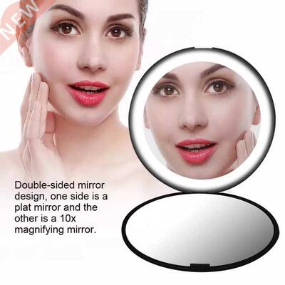 Mini Portable Lights LED Makeup Mirror 10X Magnify Hand Hold