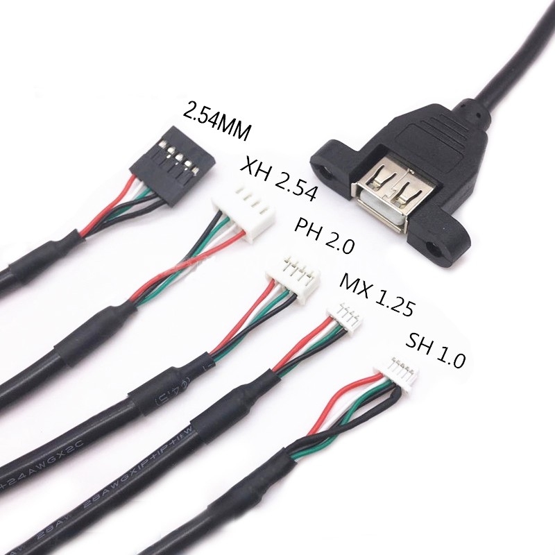 USB母头带定位孔端子线杜邦xh2.54/ph2.0/mx1.25连接线USB延长线