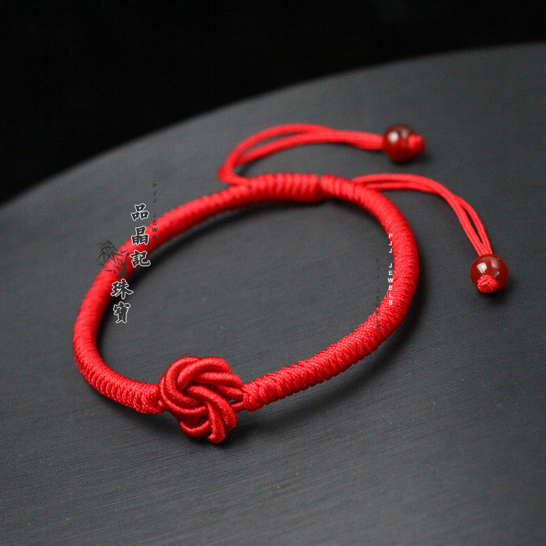 纯手工精编大红手绳本命年红绳纯手工曼陀罗结金刚结调节款手链_虎窝淘