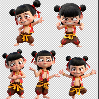 哪吒敖丙各姿势立牌版烫画印花印花热转印免扣素材png