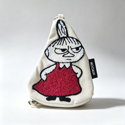 亚美Moomin毛巾绣小钱包帆布薄款耳机包 门禁卡零钱钥匙收纳小包