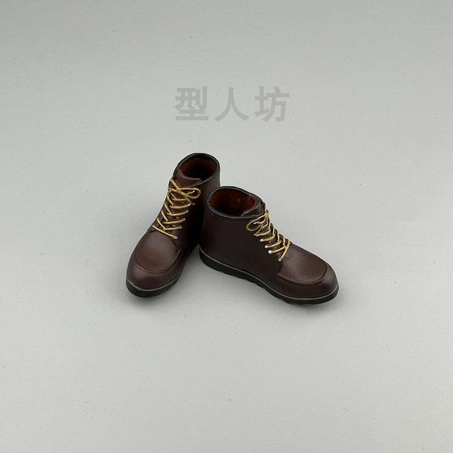 AFS型人坊 1/6兵人偶潮流散件 男硬汉 实心棕色中帮马丁靴鞋 现货