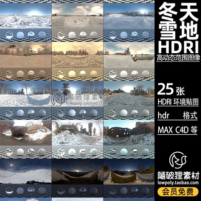 25款 冬天雪地灯光hdr格式HDRI贴图c4d keyshot 冰天雪地环境灯光